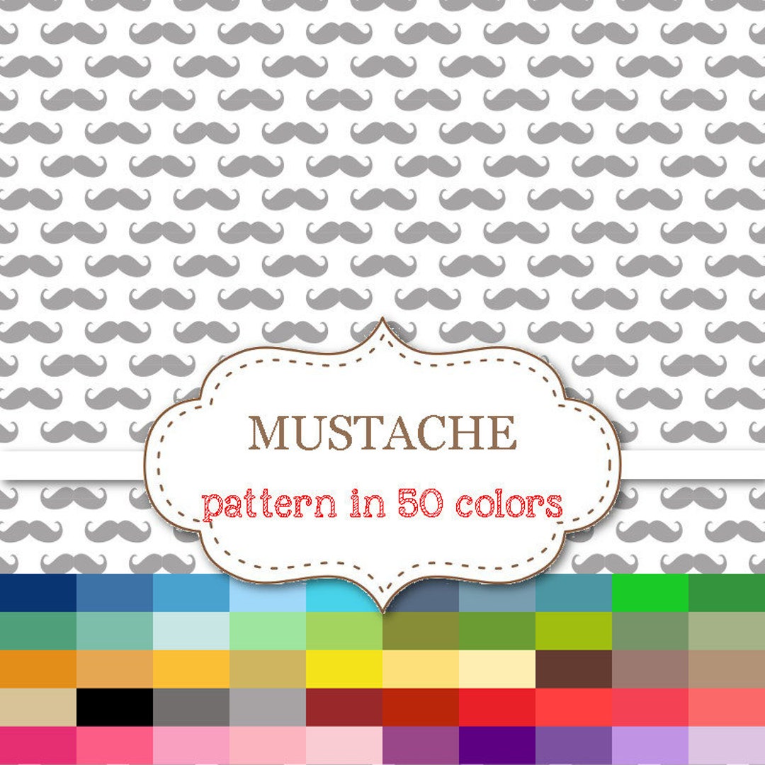 MUSTACHE Digital Paper 50 Color Pack Mustaches Digital Papers Scrapbook ...