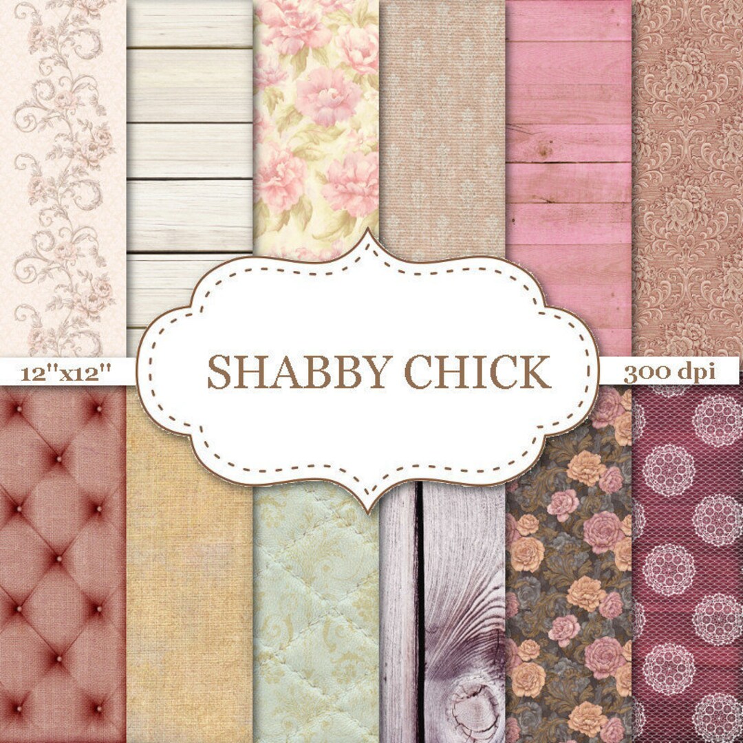 SHABBY CHIC Vintage Digital Paper Rustic Chic Paper Rustic Wood ...