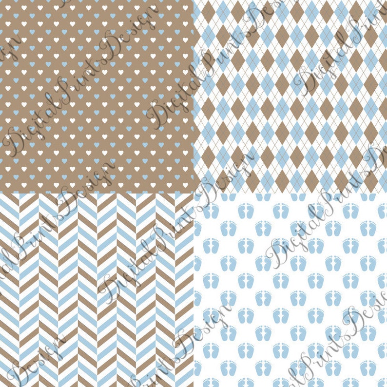 MY LITTLE BOY Digital Paper Blue and Brown Digital Paper Boy ...
