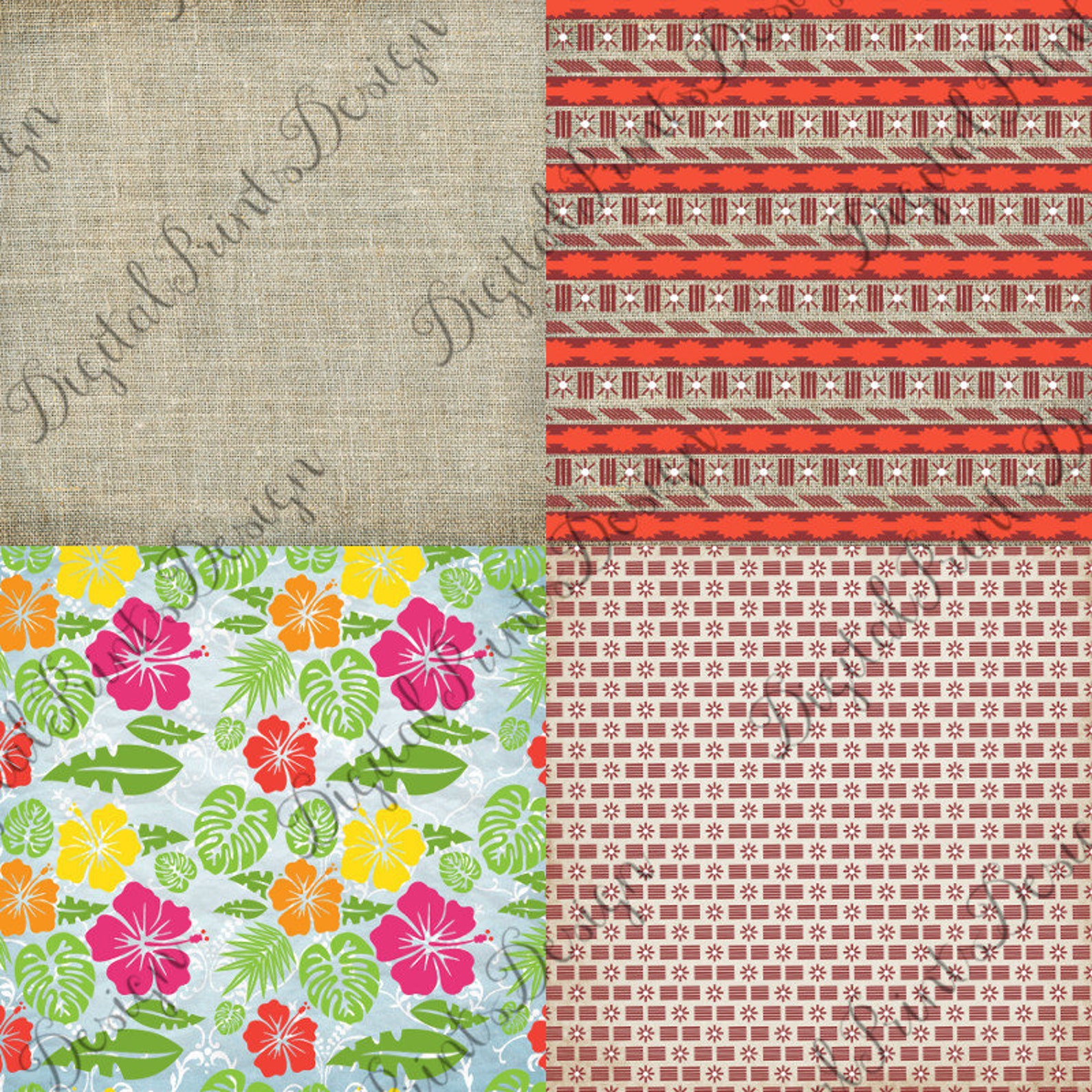 MOANA THEME Digital Paper Moana Maui Turtle Digital Papers Floral ...