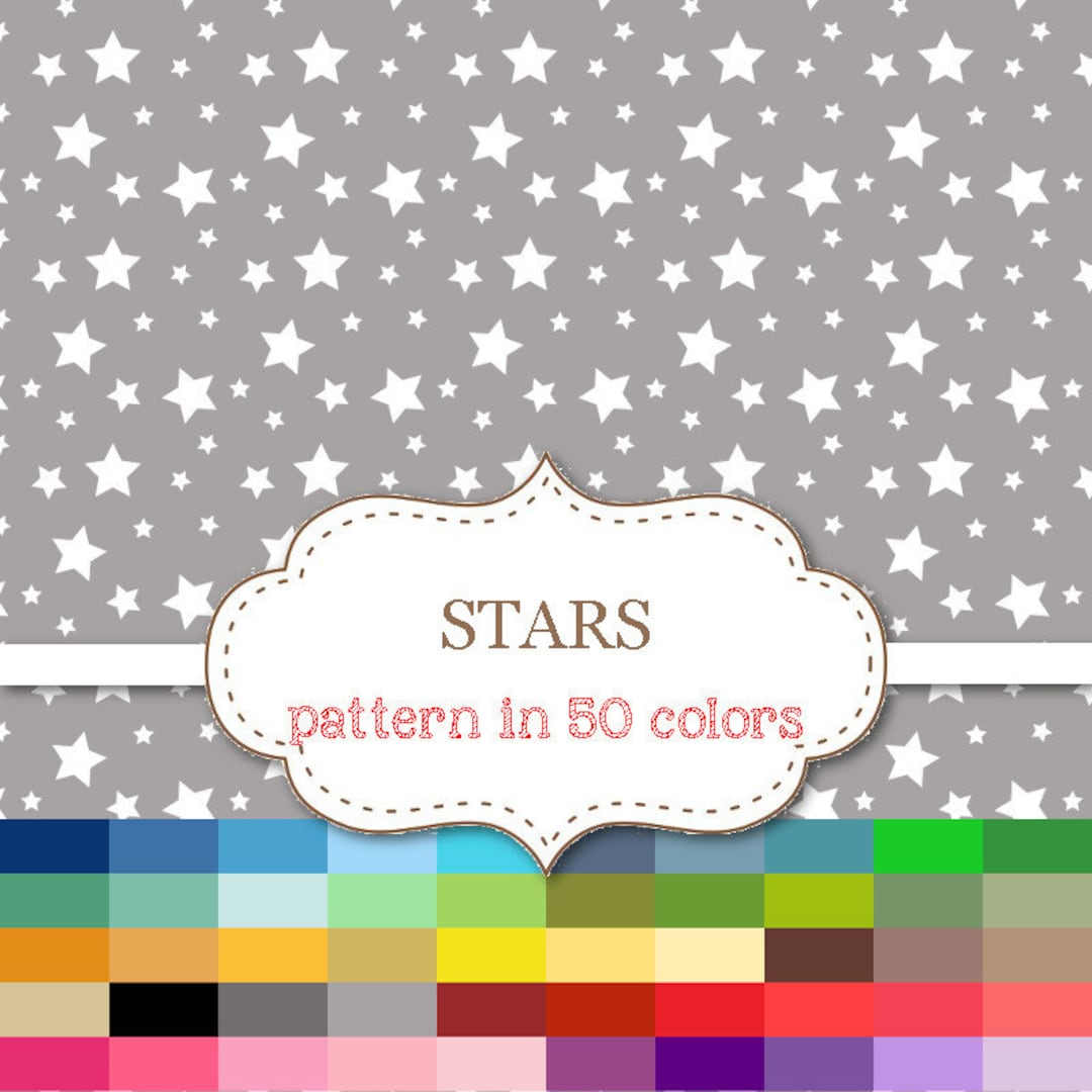 STARS Digital Paper 50 Color Paper Pack Star Background Printable Stars ...