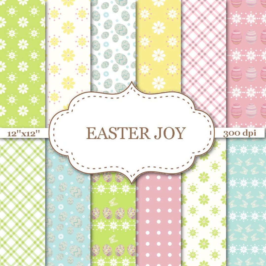 EASTER JOY Digital Paper Easter Paper Blue Pink Green Yelow Easter ...