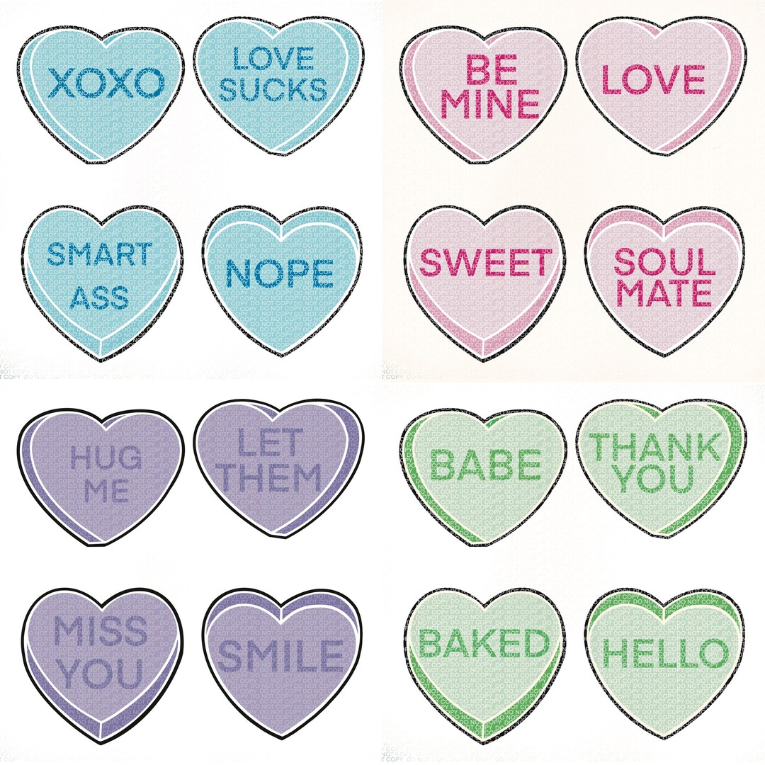 Conversation Hearts, Blank Hearts Included | 450 DPI | 12x12 Inches ...