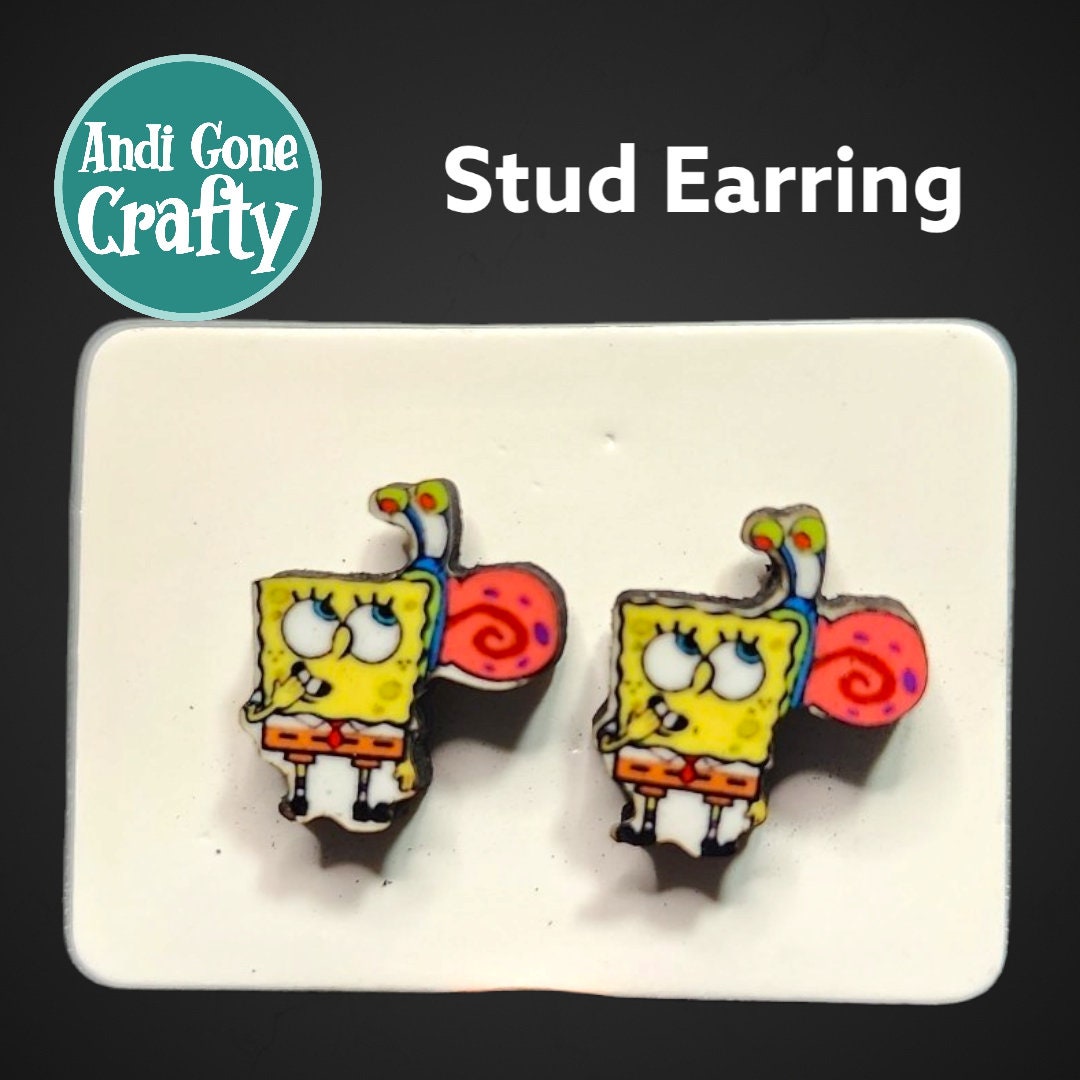 Sponge Bob Character Stainless Steel Stud Earring - Etsy