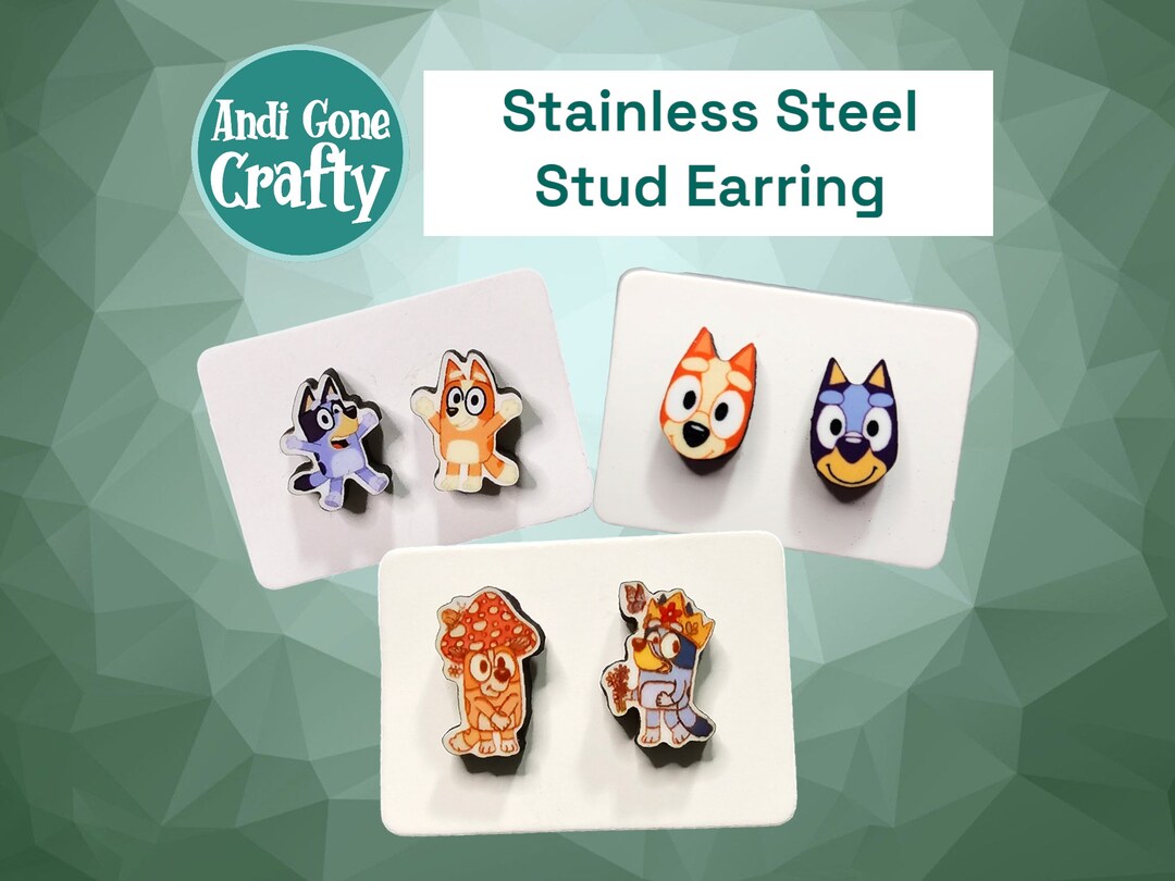Blue Dog Character Stainless Steel Stud Earring - Etsy