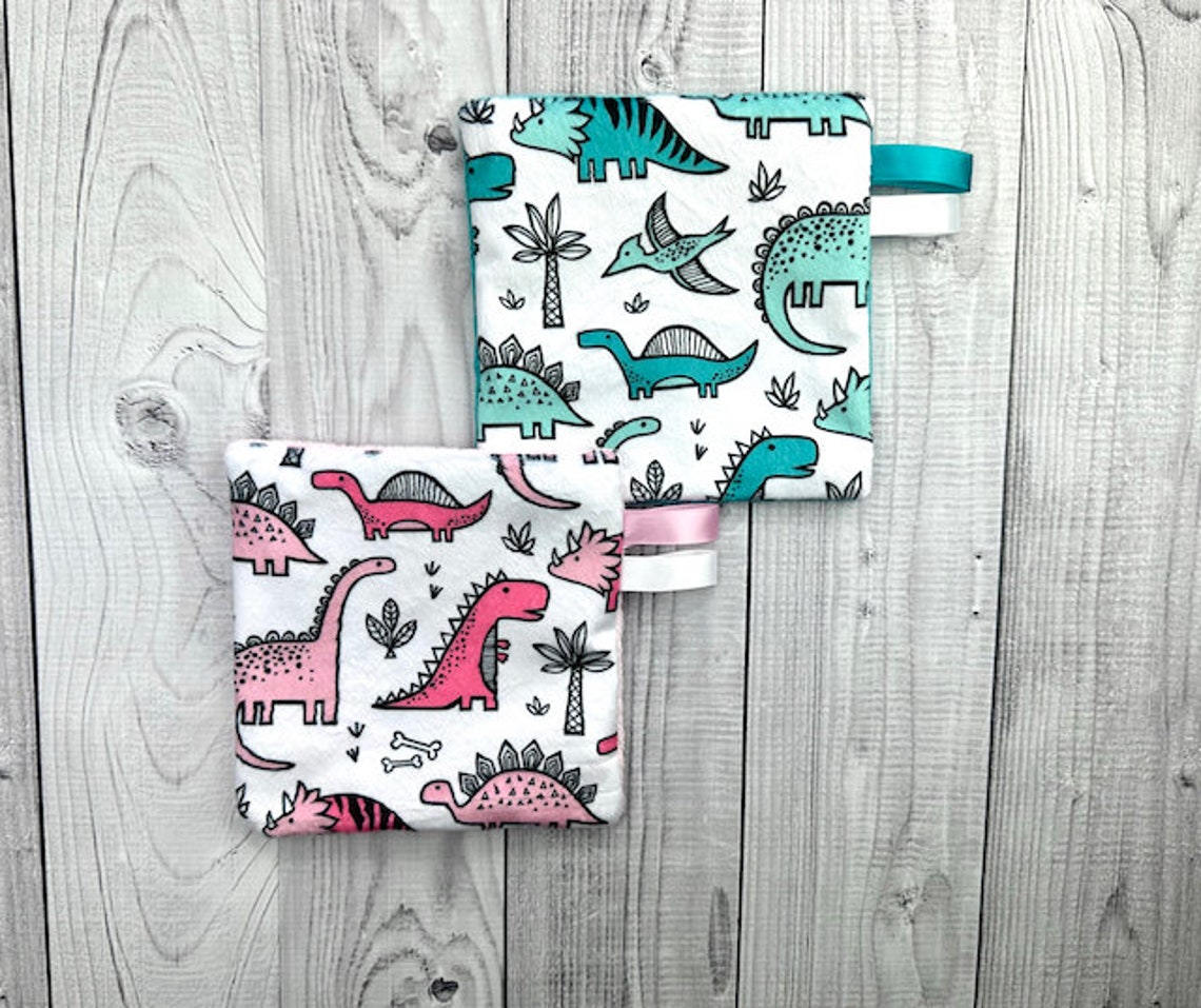 Pink and Mint Dinosaur Print Jersey Baby Drool Bibdanas and Matching ...