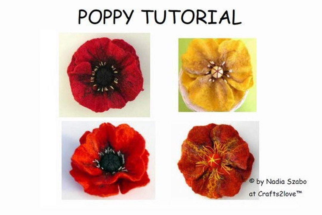 Wool Felting Tutorial Pattern Poppy, Felted Flower Brooch Instructions ...