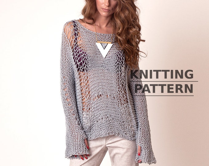 Knitting Pattern of Loose Knit Grunge Sweater How to Knit - Etsy