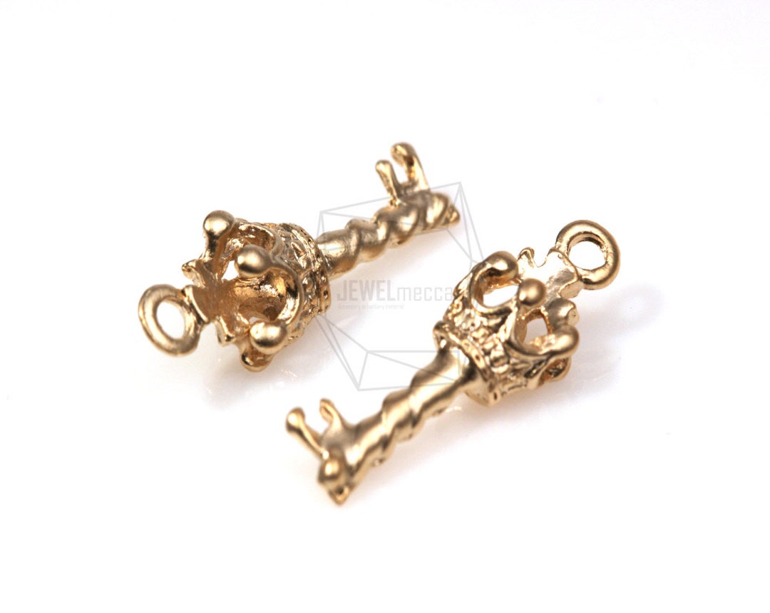 Pdt-226-mg/5pcs-crown Head Key Charm Pendant / 8 X 22mm /matte Gold ...