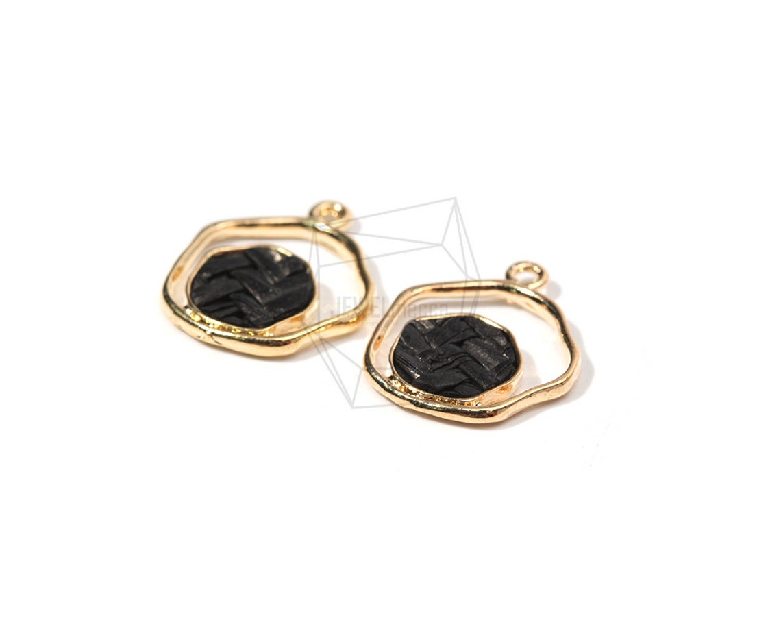 Pdt-1562-g/2pcs/round Edge Rhombus Rattan Pendant(black)/17mm X 20mm ...