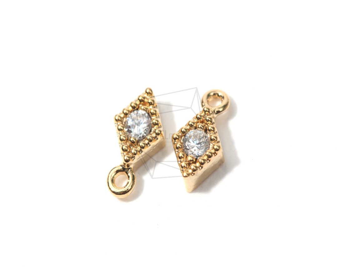 Pdt-023-g/5pcs-cz Diamond Shaped Connectors-rhombus Pendant-simple ...