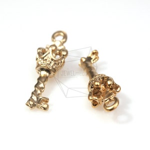 Pdt-226-mg/5pcs-crown Head Key Charm Pendant / 8 X 22mm /matte Gold ...