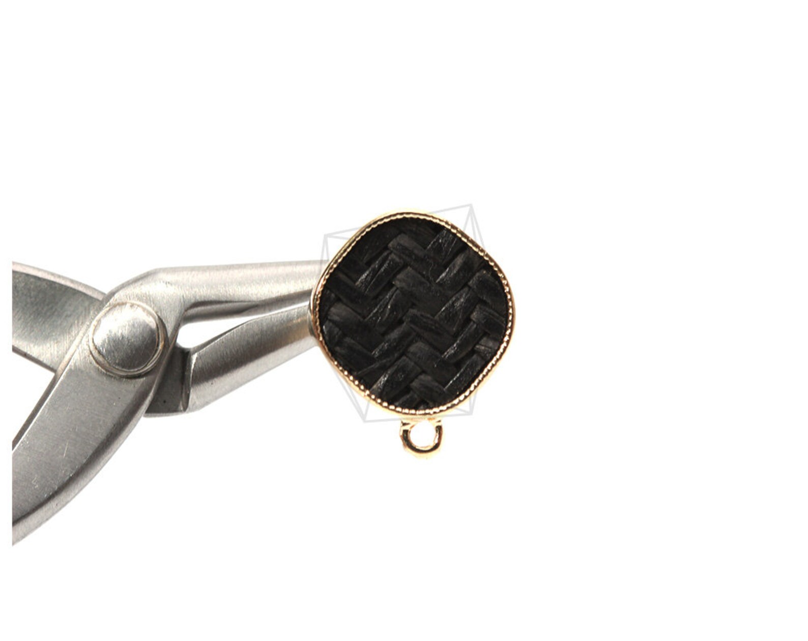 Erg-740-g/2pcs/round Edge Rhombus Rattan Post Earring(black)/17mm X ...