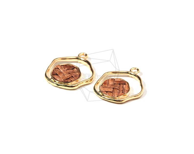 Pdt-1561-g/2pcs/round Edge Rhombus Rattan Pendant(brown)/17mm X 20mm ...