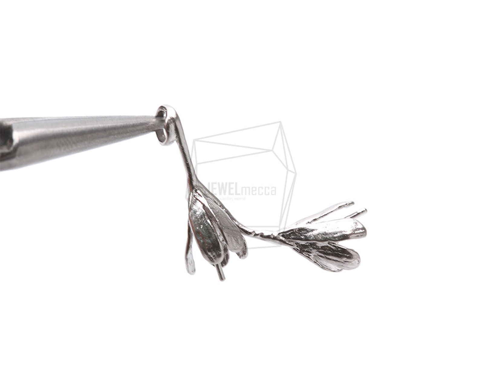 Pdt-1803-mr/2pcs/double Flower Buds Pendant/24mm X 23mm/matte Rhodium ...
