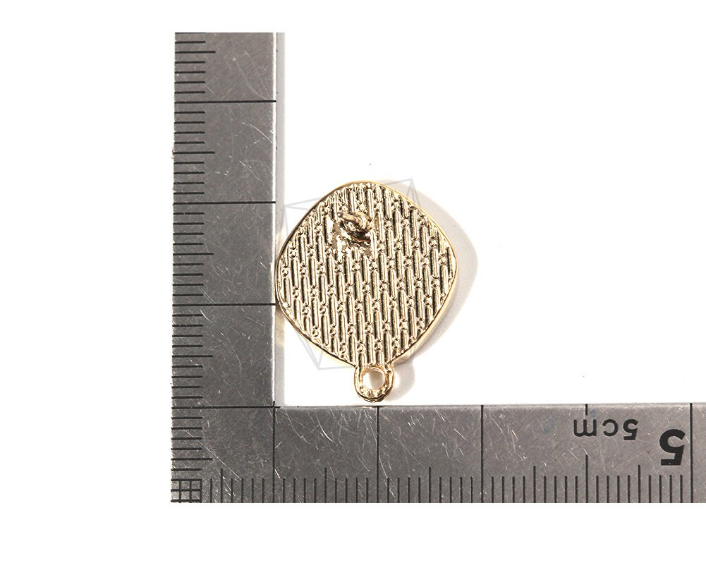 Erg-740-g/2pcs/round Edge Rhombus Rattan Post Earring(black)/17mm X ...