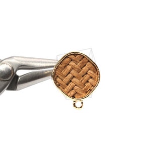 Erg-739-g/2pcs/round Edge Rhombus Rattan Post Earring(light Brown)/17mm ...