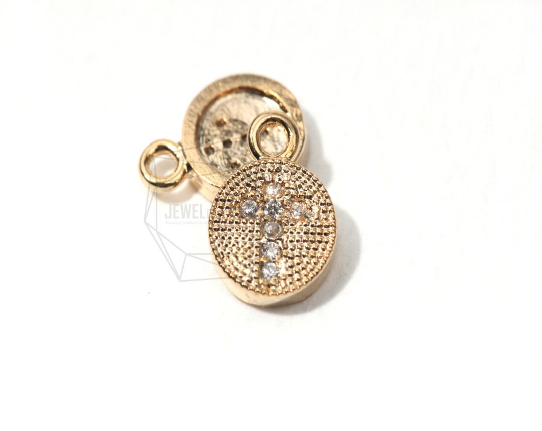 Pdt-026-g/2pcs-cz Cross Coin Connector-cubic Zirconia Cross Coin Charm ...