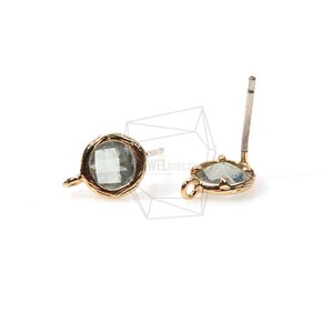 Erg-147-g/2pcs-glass Post Earring(grey)/ 8mmx10mm /gold Plated Over ...