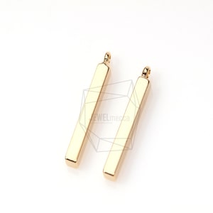 Pdt-126-g/5pcs-stick Bar Pendant / 2mm X 15mm / Gold Plated Over Brass ...