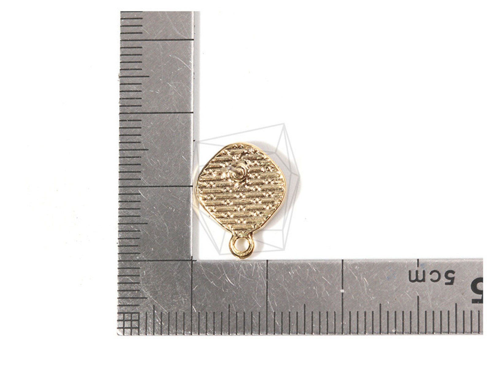 Erg-734-g/2pcs/round Edge Rhombus Rattan Post Earring(grey)/12mm X 15mm ...