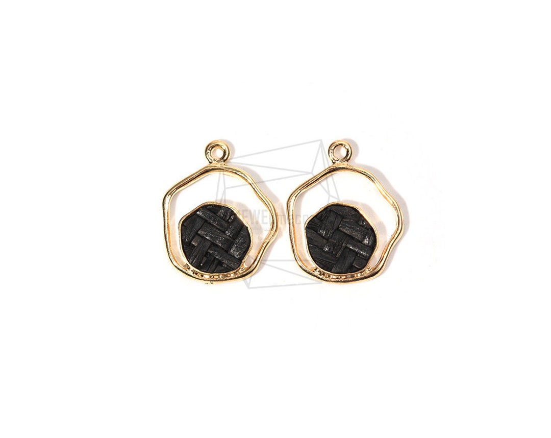 Pdt-1562-g/2pcs/round Edge Rhombus Rattan Pendant(black)/17mm X 20mm ...