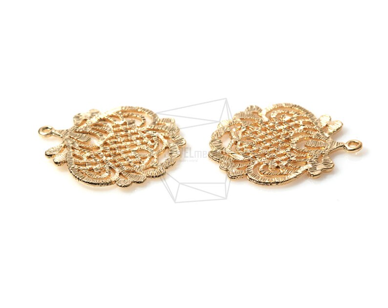 PDT-1064-MG/2PCS/Round Ornate Pendant/26mm x 27mm/Matte Gold | Etsy