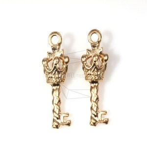 Pdt-226-mg/5pcs-crown Head Key Charm Pendant / 8 X 22mm /matte Gold ...