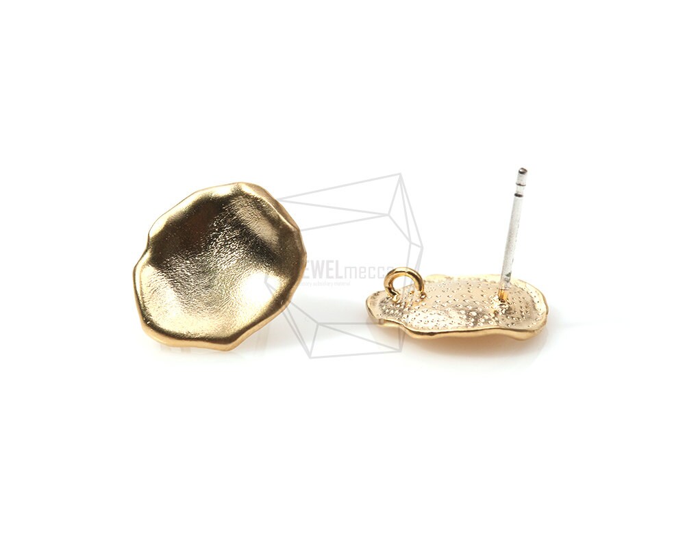 ERG-163-MG/4PCS/ Round Cup Ear Post/14mm X 12mm/matte Gold Plated Over ...