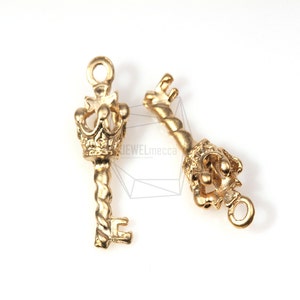 Pdt-226-mg/5pcs-crown Head Key Charm Pendant / 8 X 22mm /matte Gold ...
