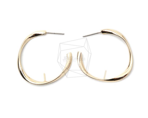 Erg-1297-g/2pcs/twist L Shape Post Earring/32mm X 32mm/gold | Etsy