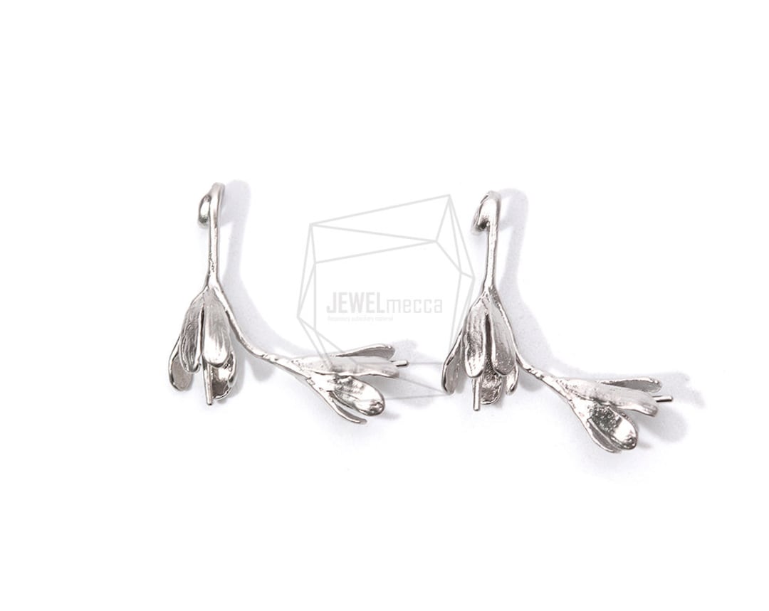 Pdt-1803-mr/2pcs/double Flower Buds Pendant/24mm X 23mm/matte Rhodium ...