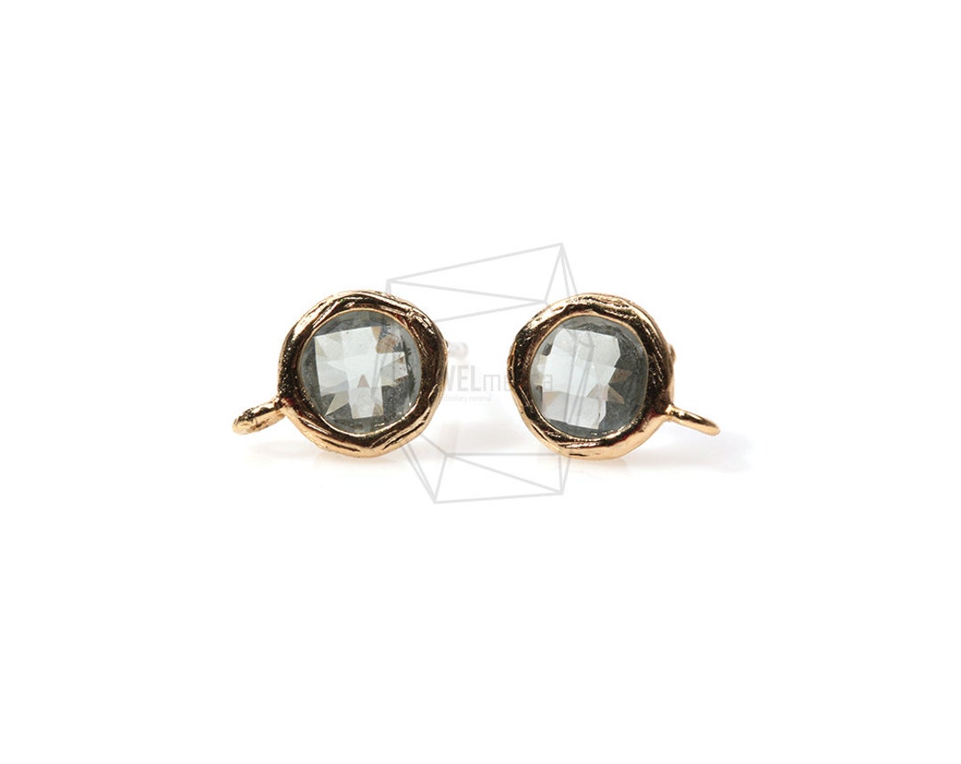 Erg-147-g/2pcs-glass Post Earring(grey)/ 8mmx10mm /gold Plated Over ...