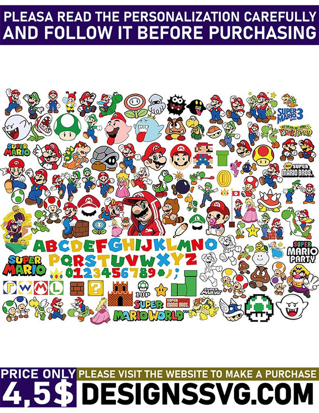 Super Mario Bundle Svg, Mario Family Svg, Mario Svg Cut Files for ...