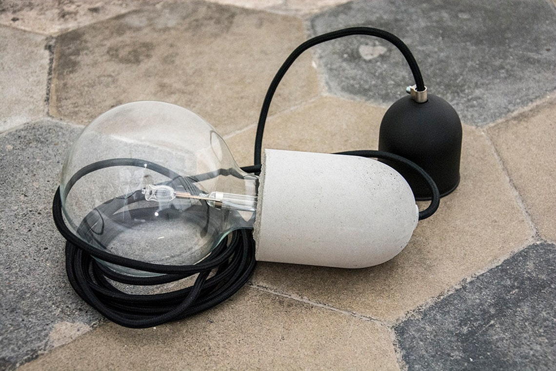 Concrete Pendant Lamp Modern Industrial Light in Cement - Etsy