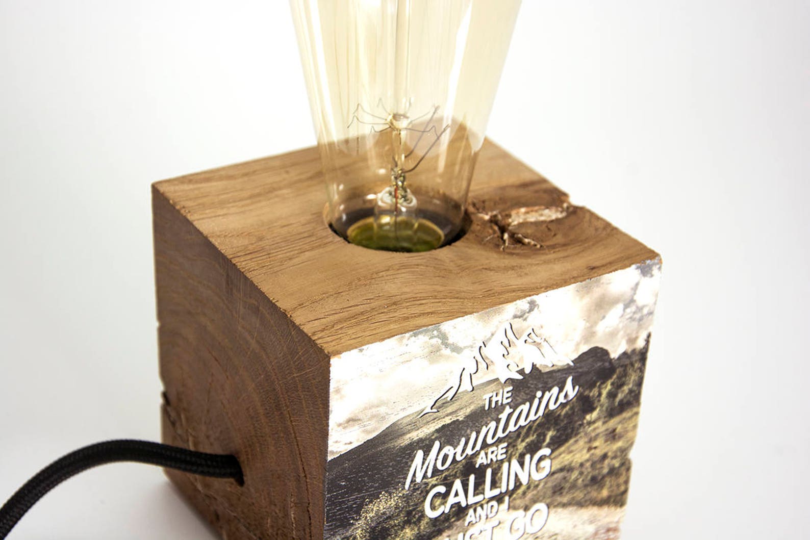 Wood Table Lamp MOUNTAINS ARE CALLING | Etsy