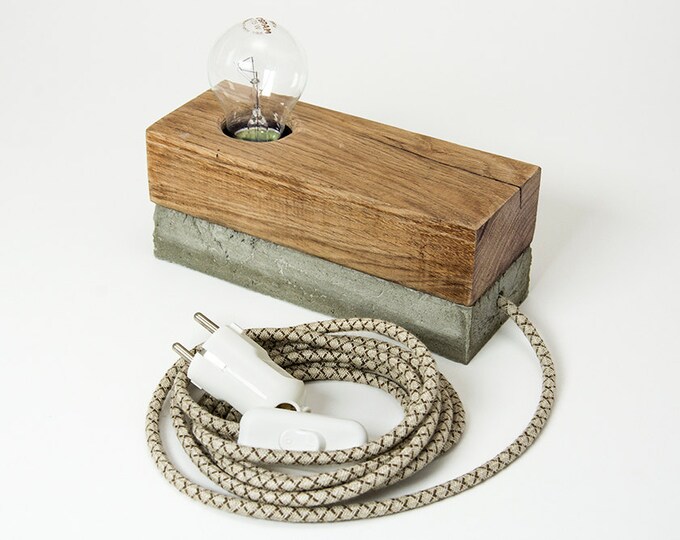 Table Lamp Concrete Wood - Etsy