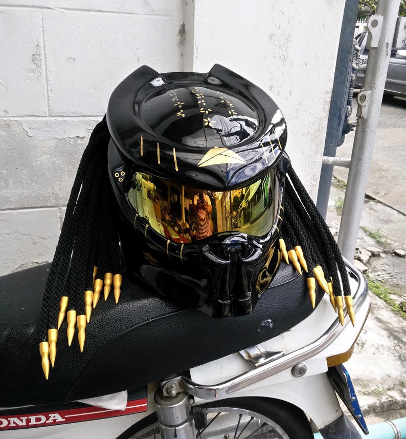 Schwarzer Custom Predator Motorradhelm | Etsy