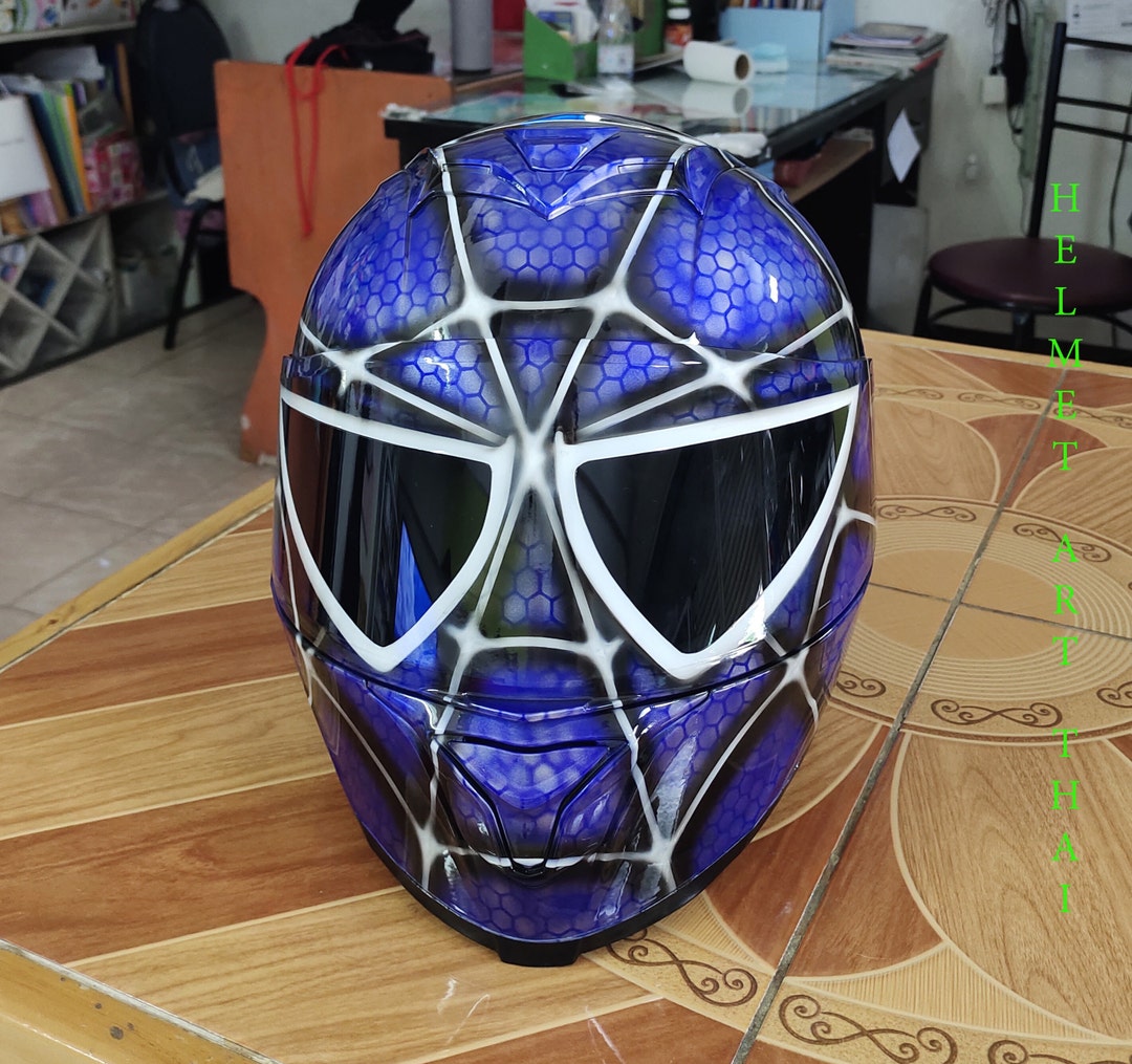 BLUE Spider Man Motorcycle Helmet - Etsy