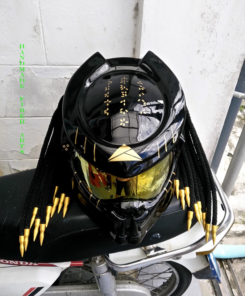 Schwarzer Custom Predator Motorradhelm | Etsy