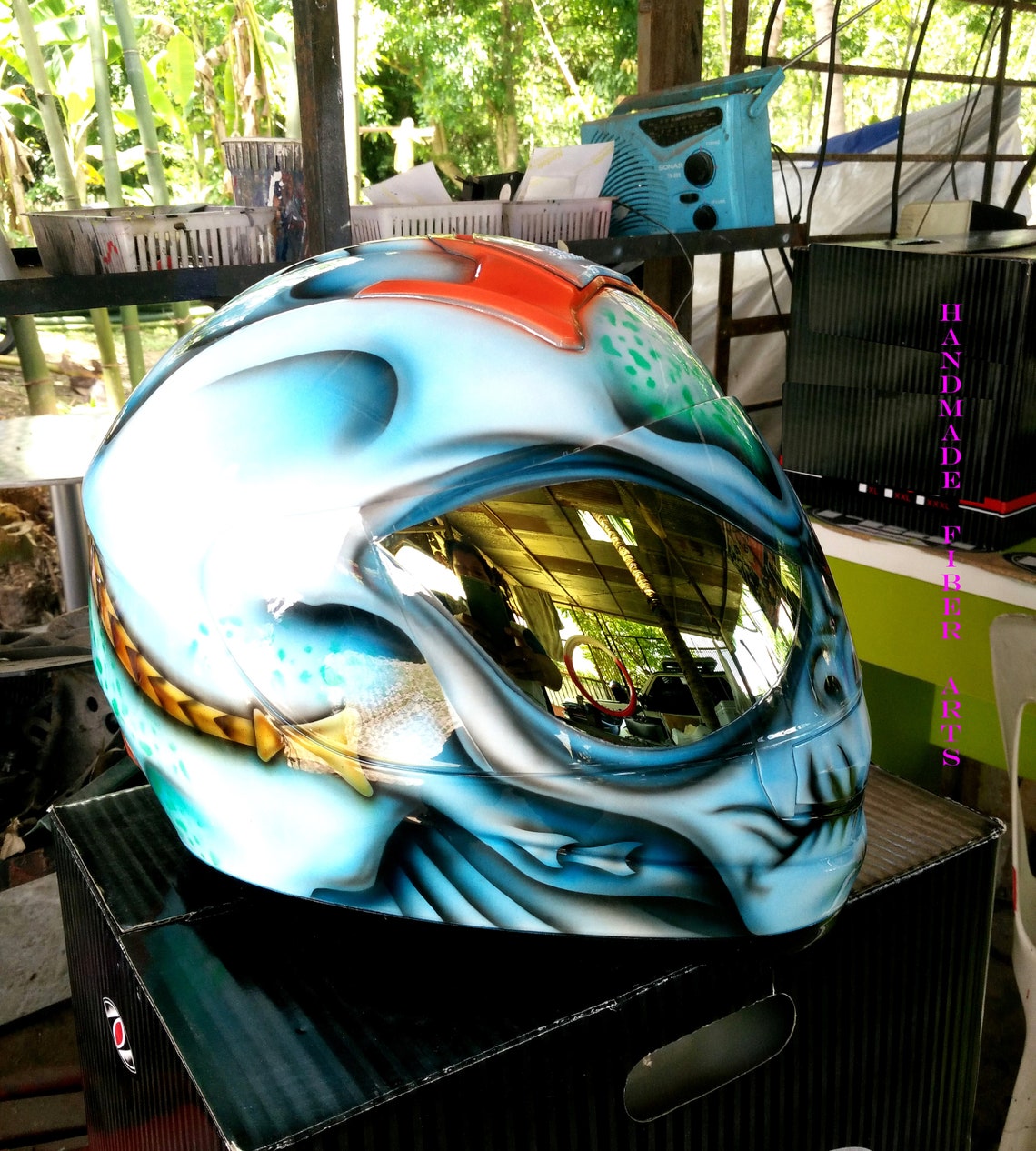 Alien Custom Airbrushed Motorcycle Helmet | Etsy