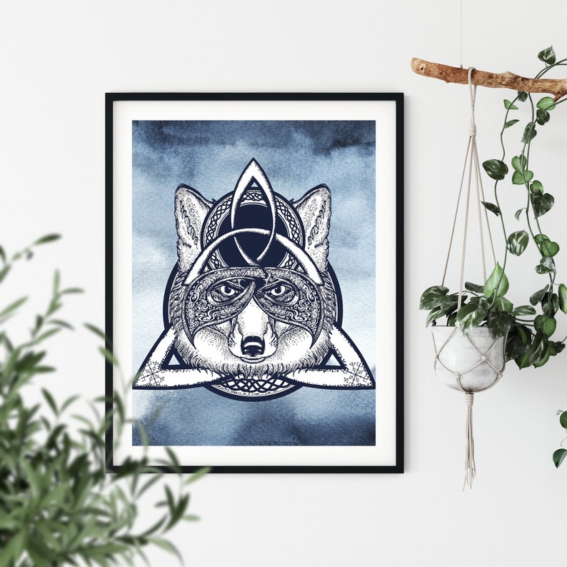 Trinity Knot Printable Norse Wolf Wall Art Celtic Symbols Print Viking ...