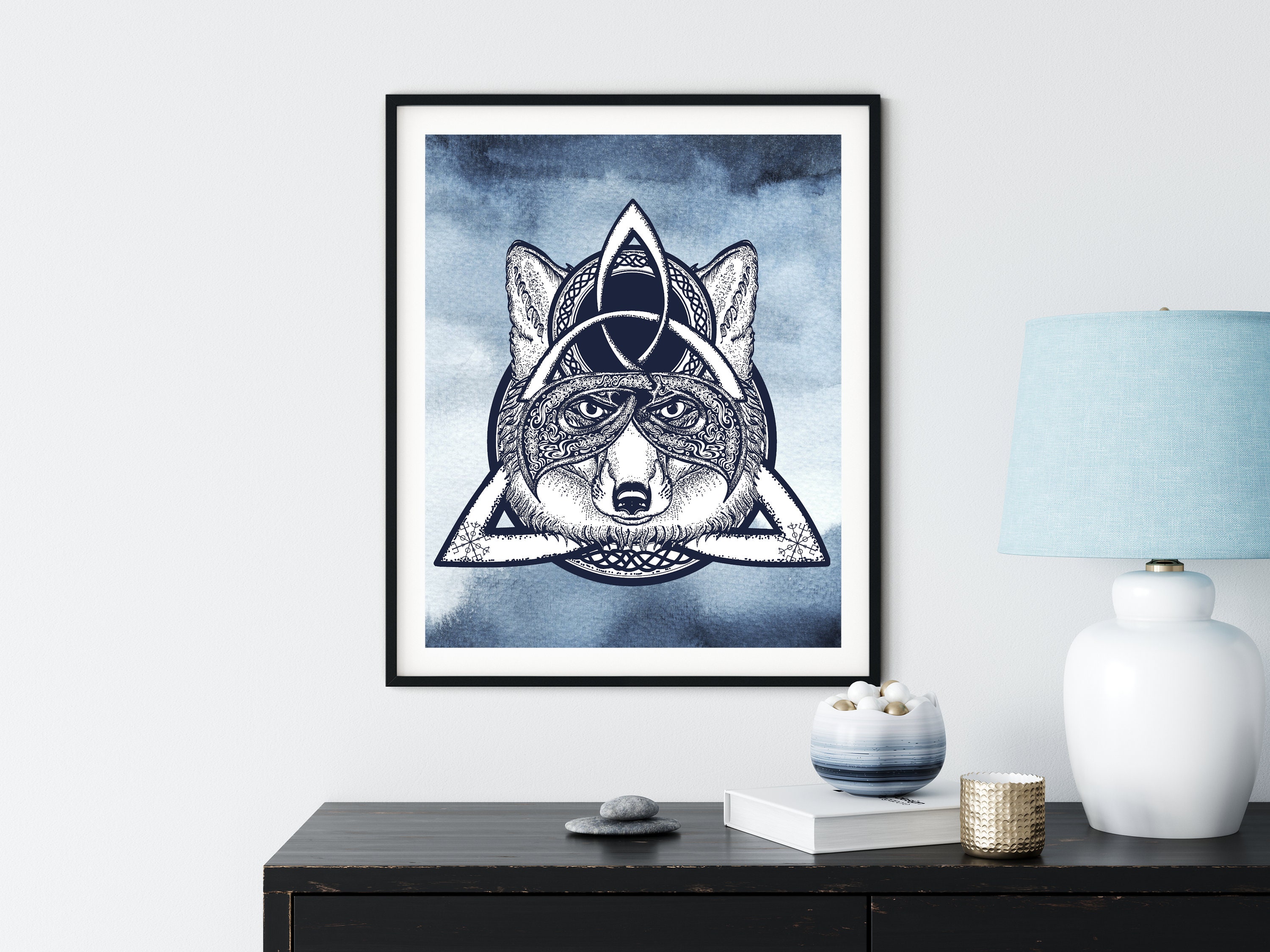 Trinity Knot Printable Norse Wolf Wall Art Celtic Symbols Print Viking ...