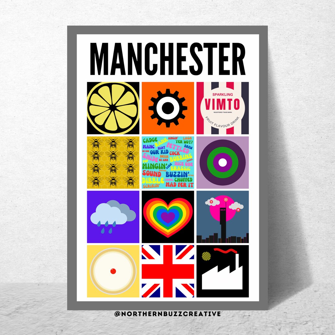 Manchester Poster Pop Art Print Manchester Gifts - Etsy