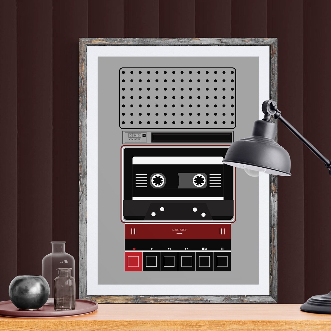 Retro Cassette Poster | 70's Cassette Print | Minimalist Cassette Wall ...