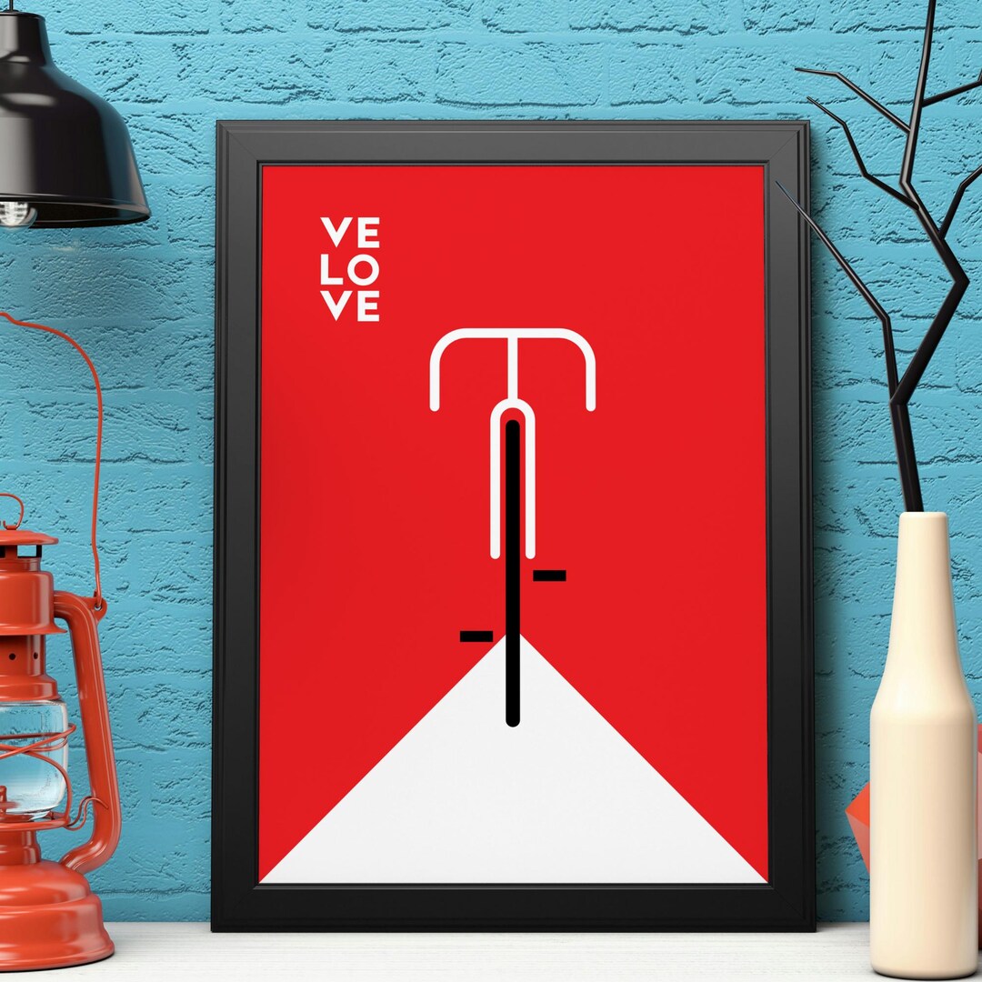 Minimalist Cycling Poster: Velo Love Art Print - Etsy