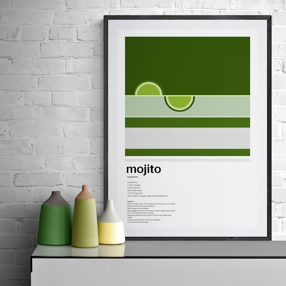 Mojito Poster Mojito Recipe Mojito Cocktail Poster - Etsy