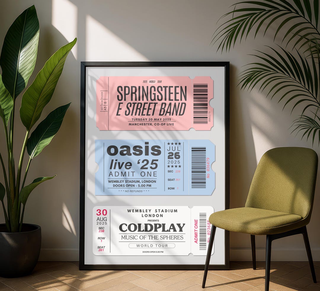 Personalised Concert Ticket Stub Poster, Personalized Memory Art, Gift ...