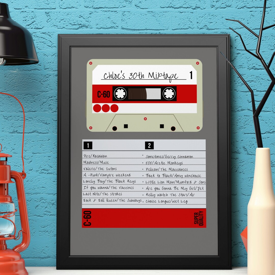 Choose Your Own Songs Print 30th Birthday Gift personalised Music Gift ...