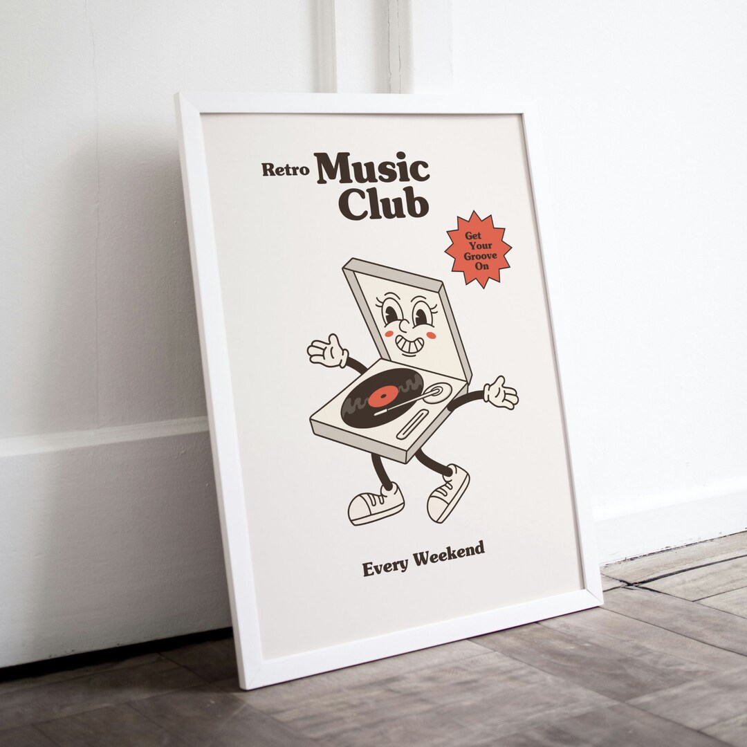 Retro Music Club Print: Vinyl Record Poster - Etsy